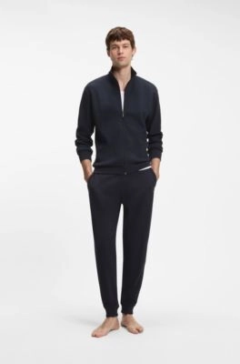 BOSS Cotton-blend Jacket With Waffle Structure And Stand Collar