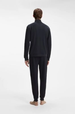 BOSS Cotton-blend Jacket With Waffle Structure And Stand Collar