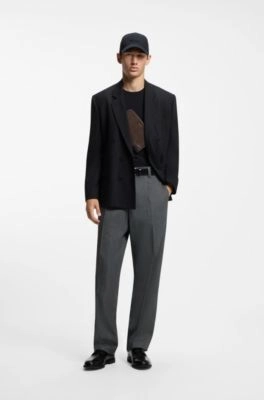 Hugo Herringbone Fabric Modern Fit Pleated Trousers