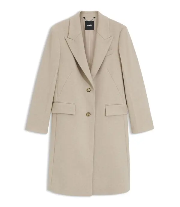 BOSS Single-breasted Formal Wool Coat
