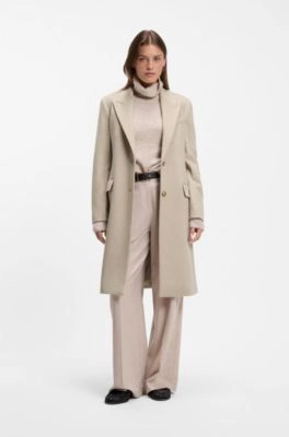 BOSS Single-breasted Formal Wool Coat