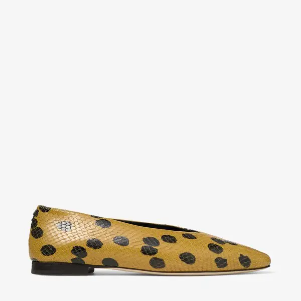 JIMMY CHOO Margot Flat Elaphe Printed Leather Flats