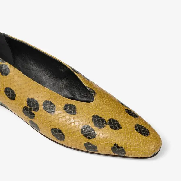 JIMMY CHOO Margot Flat Elaphe Printed Leather Flats