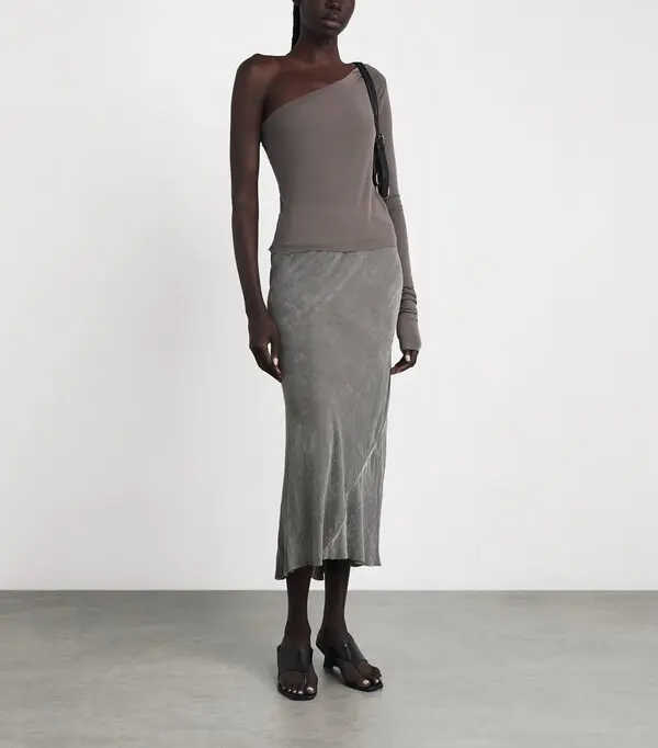 Rick Owens Velvet Midi Slip Skirt - Grey