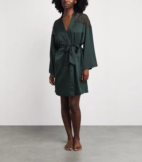AUBADE Silk-blend Midnight Whisper Robe - Green