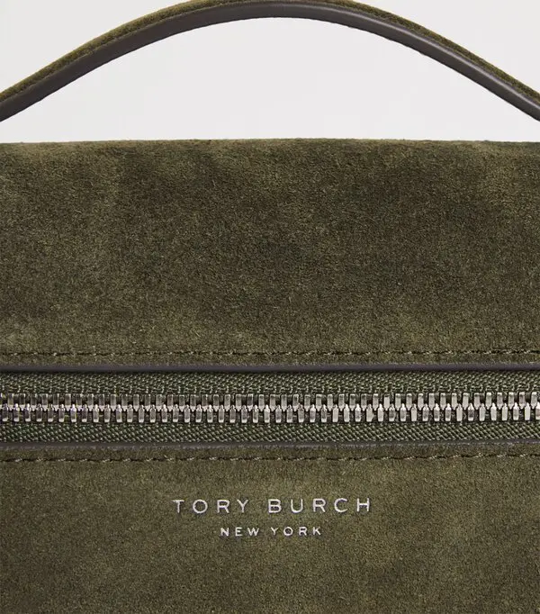 Tory Burch Suede Romy Clutch Bag - Brown