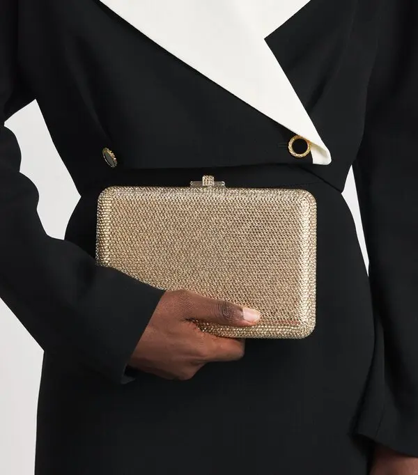 Judith Leiber Crystal-embellished Slim Slide Clutch Bag - Gold