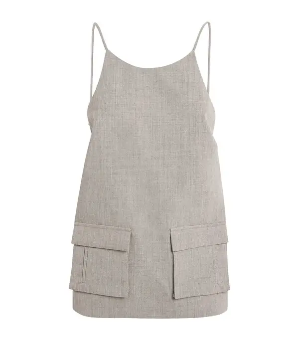ST. AGNI Backless Utility Sleeveless Top With Patch Pockets - Beige