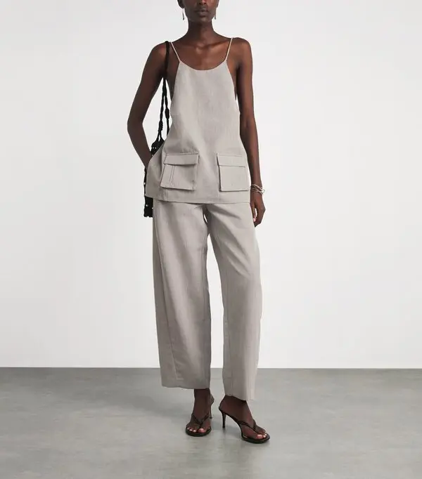 ST. AGNI Backless Utility Sleeveless Top With Patch Pockets