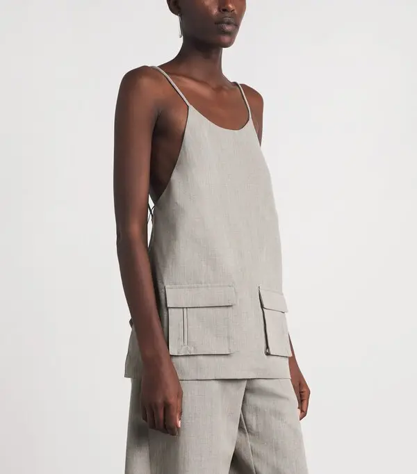 ST. AGNI Backless Utility Sleeveless Top With Patch Pockets