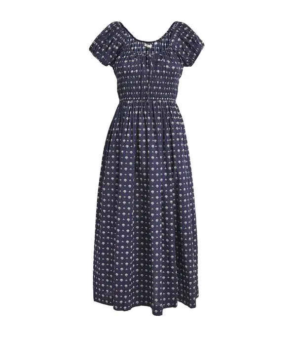 DÔEN Floral Print Organic Cotton Midi Dress