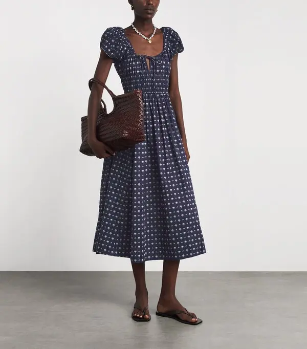 DÔEN Floral Print Organic Cotton Midi Dress