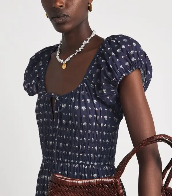 DÔEN Floral Print Organic Cotton Midi Dress