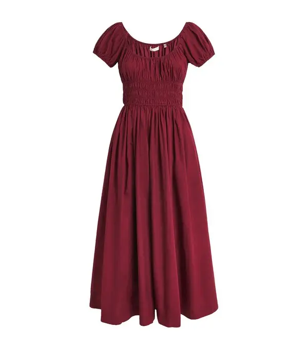 DÔEN Organic Cotton Shirred Midi Dress