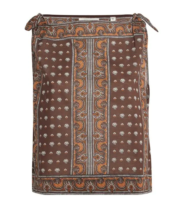 DÔEN Organic Cotton Amalia Top With Foulard De La Mer Print - Brown