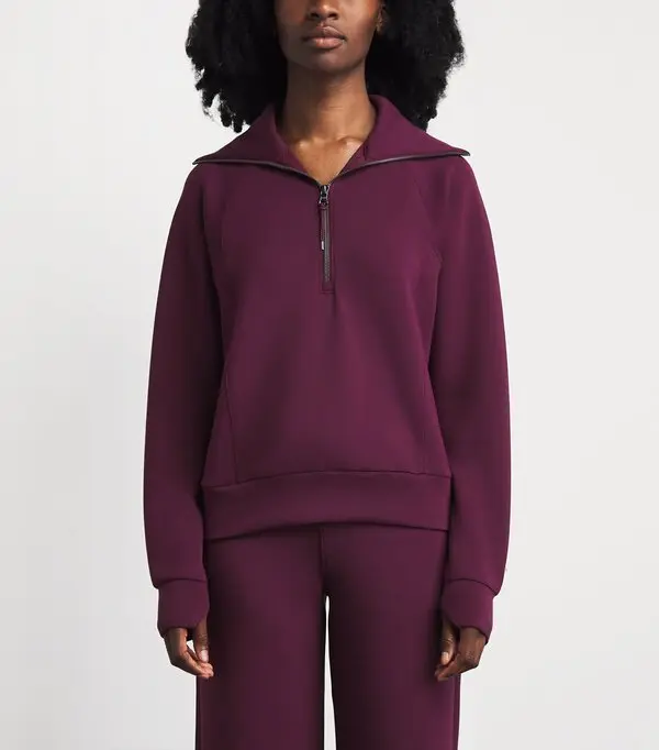 Spanx Airessentials Half-zip Sweater - Purple
