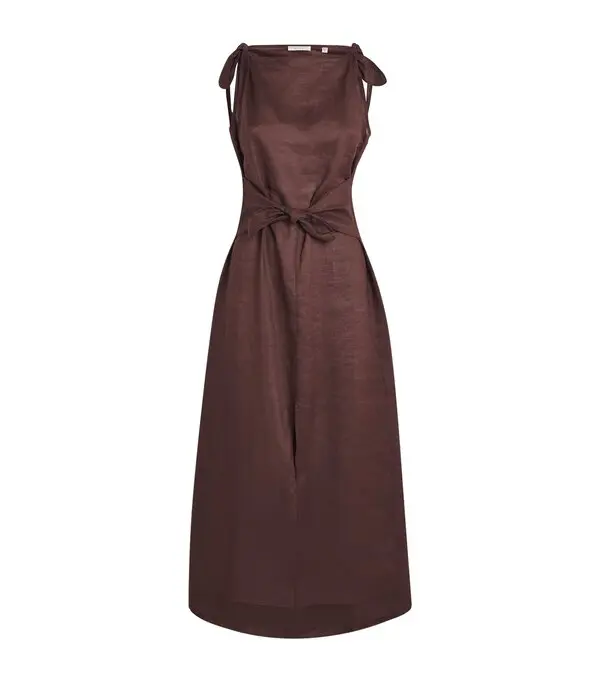 DÔEN Ramie Amorette Midi Dress - Burgundy