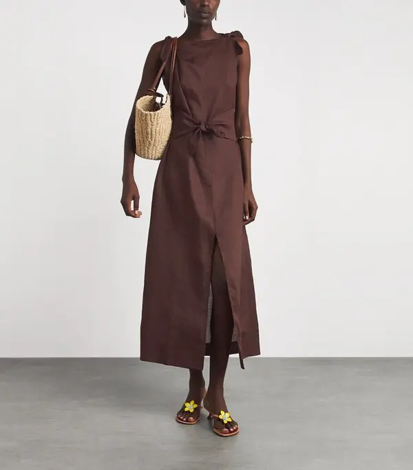 DÔEN Ramie Amorette Midi Dress - Burgundy