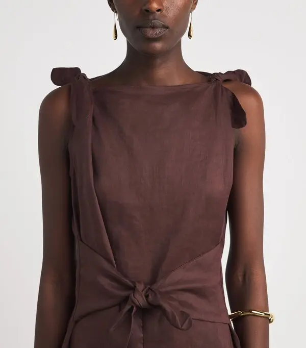 DÔEN Ramie Amorette Midi Dress - Burgundy