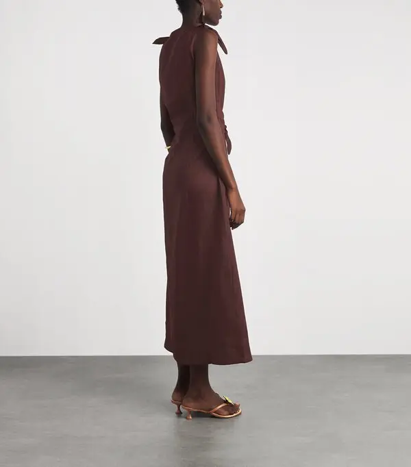 DÔEN Ramie Amorette Midi Dress - Burgundy