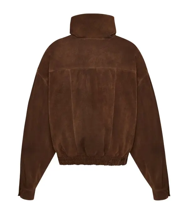 Saint Laurent Suede Funnel Neck Bomber Jacket