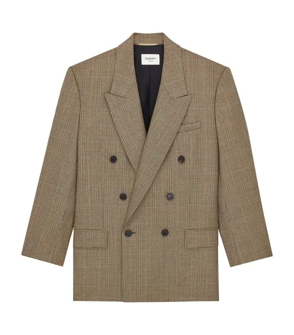 Saint Laurent Wool Check Double-breasted Blazer