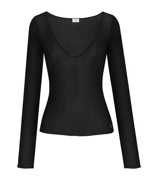 Saint Laurent Silk Ribbed V-neck Sweater