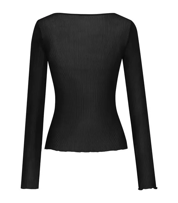 Saint Laurent Silk Ribbed V-neck Sweater