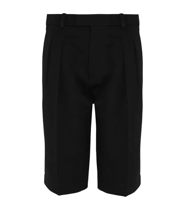 Saint Laurent Grain De Poudre Wool Tailored Bermuda Shorts