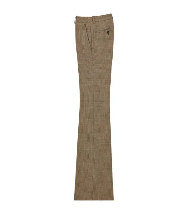 Saint Laurent Wool Check Flared Trousers