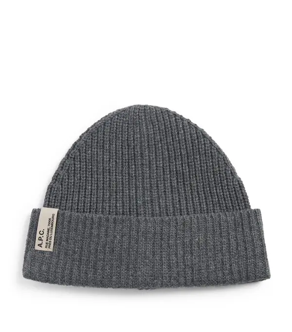 A.p.c. Wool-cashmere Ribbed Beanie - Grey