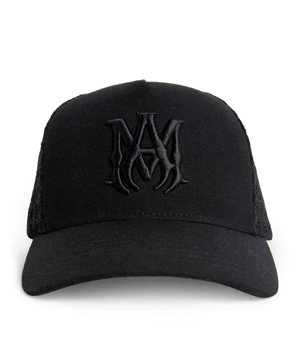 Amiri Cotton Embroidered Trucker Baseball Cap - Black