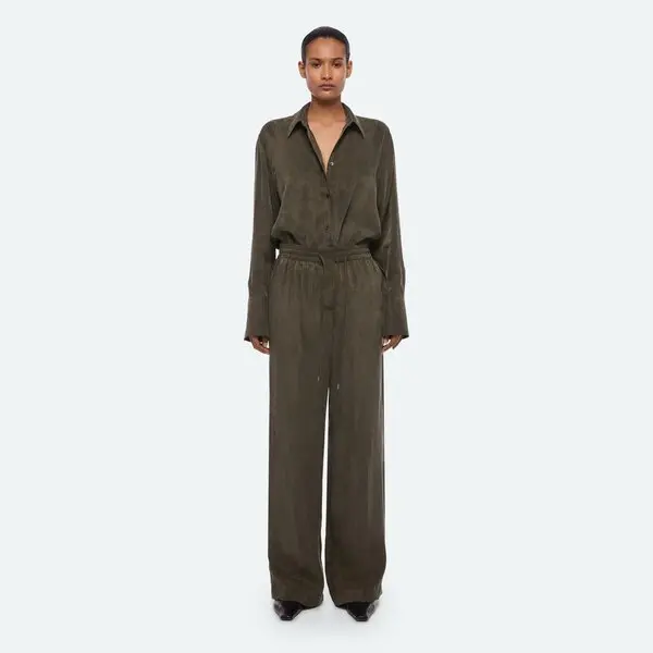 Helmut Lang Fluid Pull-on Pants - Dark Moss