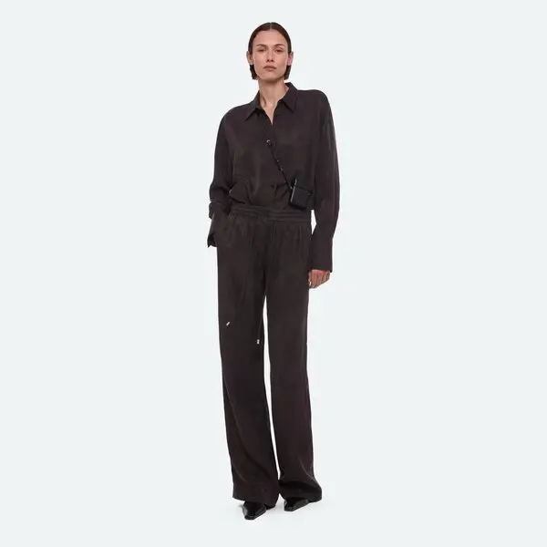 Helmut Lang Fluid Drape Microsueded Tencel Shirt - Truffle