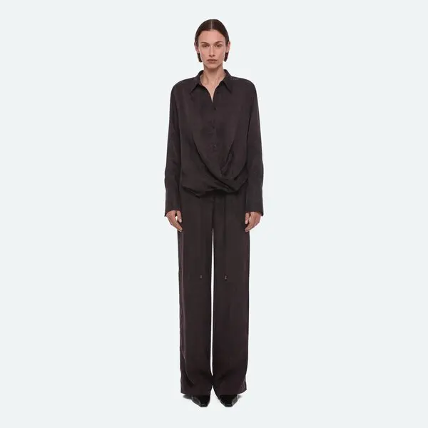 Helmut Lang Fluid Drape Microsueded Tencel Shirt - Truffle