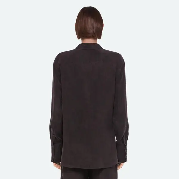 Helmut Lang Fluid Drape Microsueded Tencel Shirt - Truffle