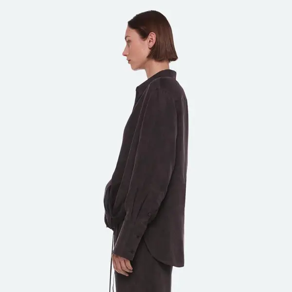 Helmut Lang Fluid Drape Microsueded Tencel Shirt - Truffle