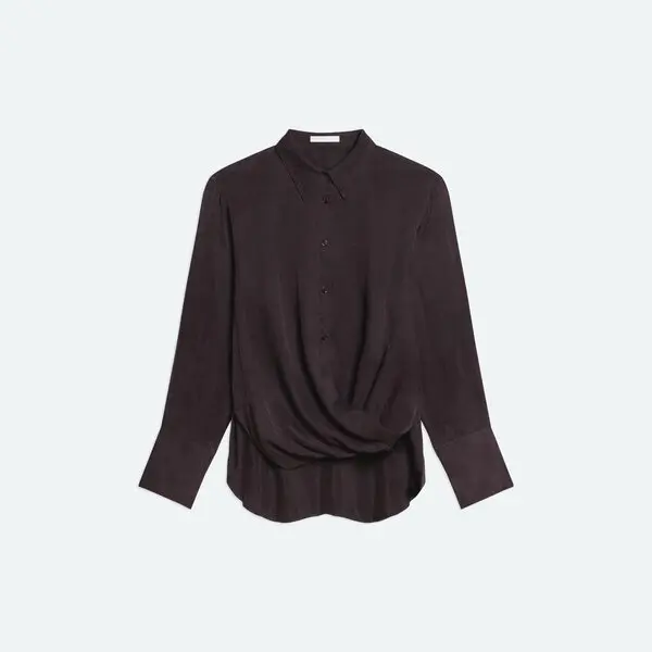 Helmut Lang Fluid Drape Microsueded Tencel Shirt - Truffle