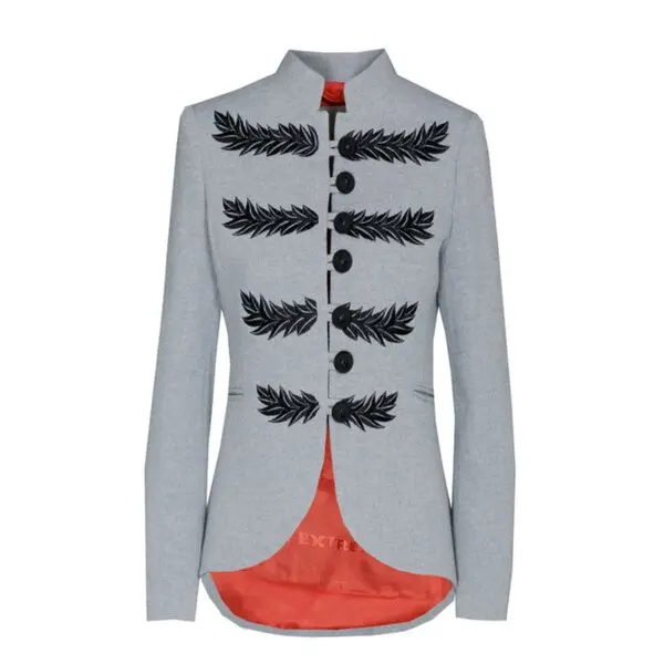 THE EXTREME COLLECTION Embroidered Tailored Blazer - Grey