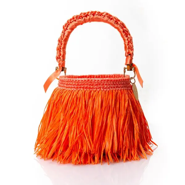 SPEIRA Bucket Raffia Fringes - Orange