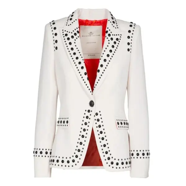 THE EXTREME COLLECTION White Blazer With Stud Embellishments - Black