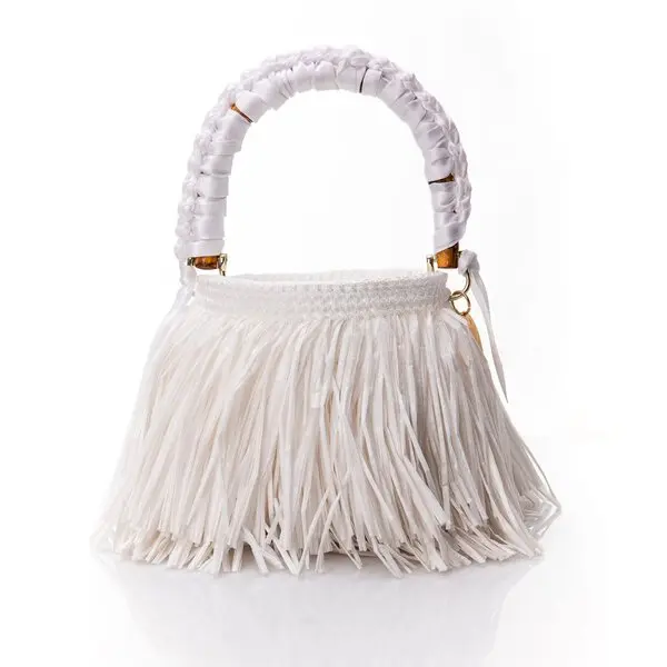 SPEIRA Bucket Raffia Fringes - White