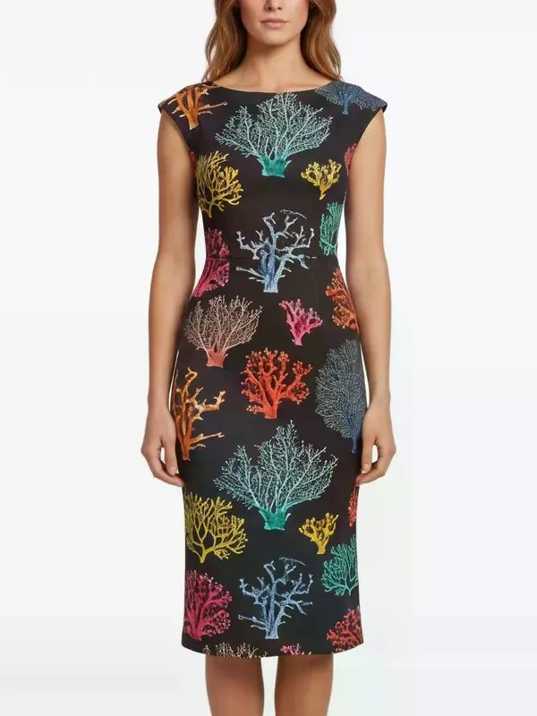 Dolce & Gabbana Sleeveless Coral Print Midi Dress