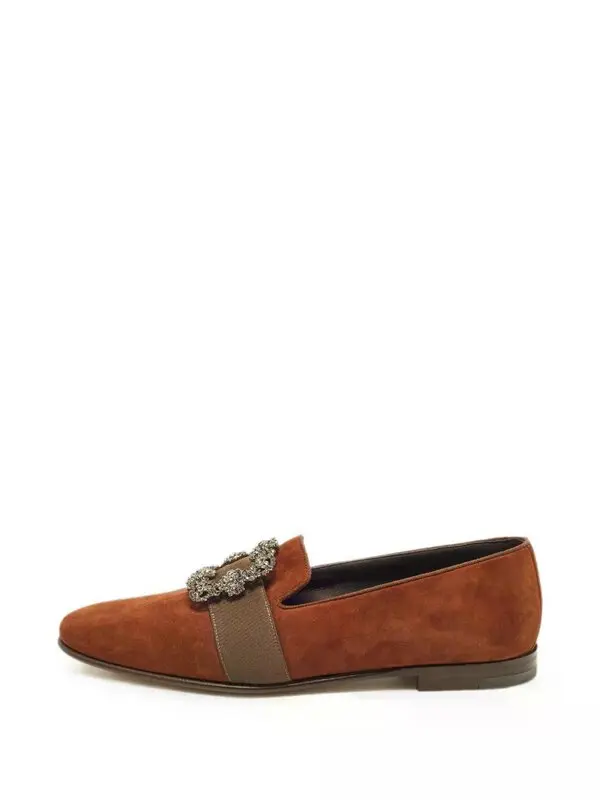 Manolo Blahnik Carlton Buckle-detail Loafers - Brown