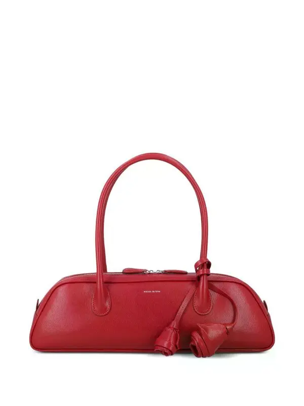 Magda Butrym Brigitte Trapeze Leather Tote Bag With Rose Detail - Red
