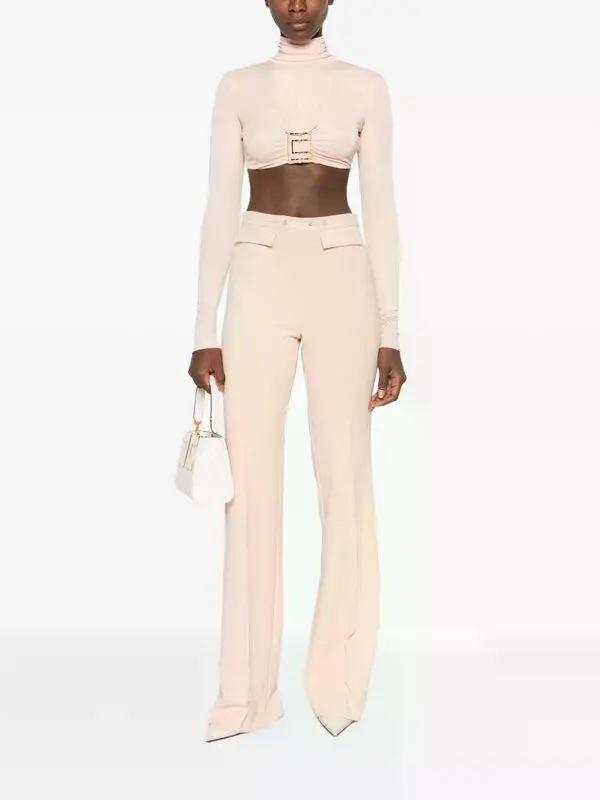 Elisabetta Franchi Logo Plaque Flared Trousers - Pink