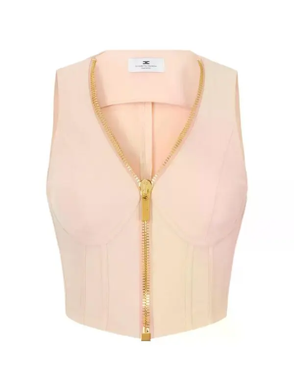 Elisabetta Franchi Sleeveless Technical Fabric Top With Zip Closure