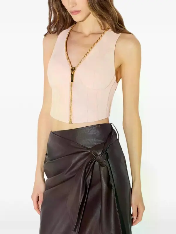 Elisabetta Franchi Sleeveless Technical Fabric Top With Zip Closure