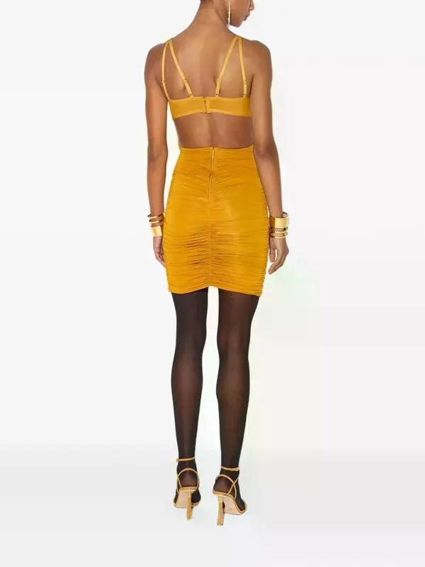 Elisabetta Franchi Sleeveless Mini Dress With Cut-outs And Embellished Neckline - Yellow