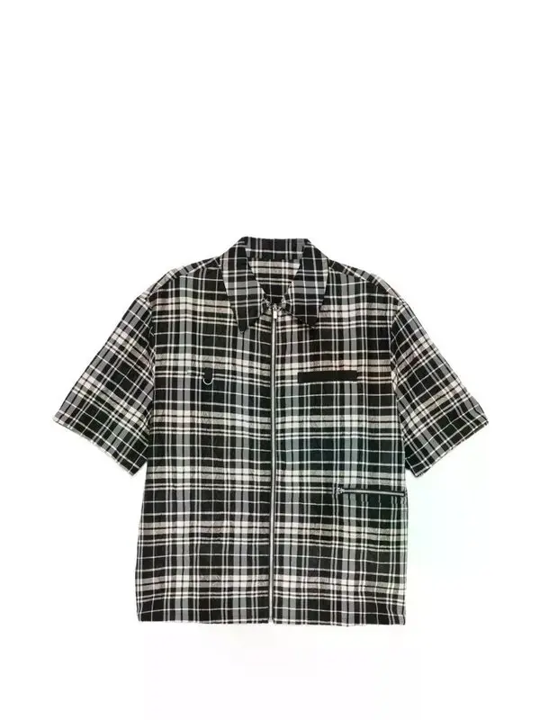 CROQUIS Crease-effect Plaided Polo - Black